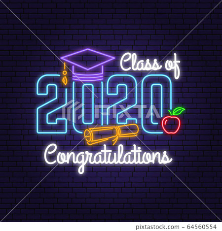 Class of 202 neon bright signboard, light... - Stock Illustration ...