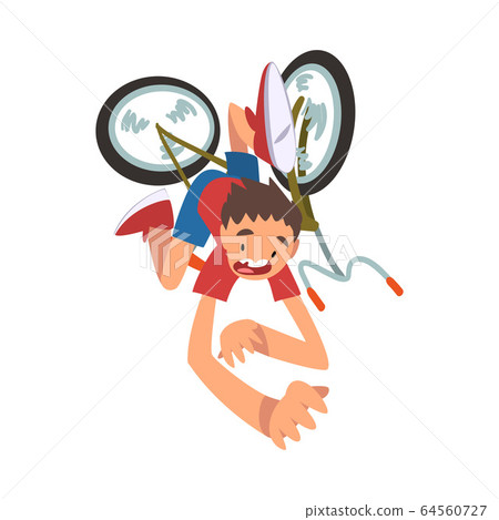 Boy Falling off Bicycle, Teenager Bicyclist,... - Stock Illustration ...