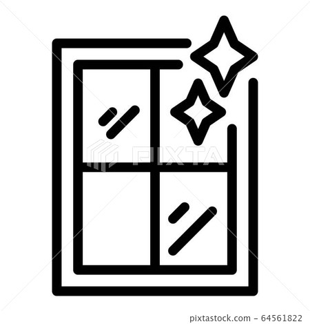 Shining clean window icon, outline style - Stock Illustration [64561822 ...
