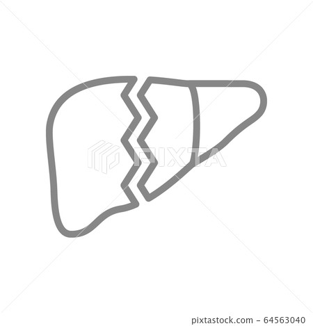 Sick human liver line icon. Disease internal... - Stock Illustration ...