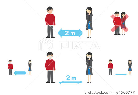 High school students keeping a distance - Stock Illustration [64566777 ...