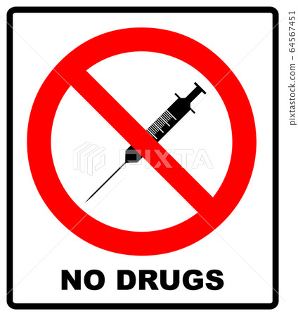 No drugs, prohibition sign of syringe, vector... - Stock Illustration ...