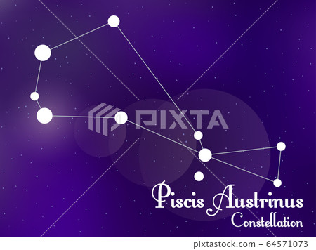 Piscis Austrinus constellation. Starry night sky. - Stock Illustration ...