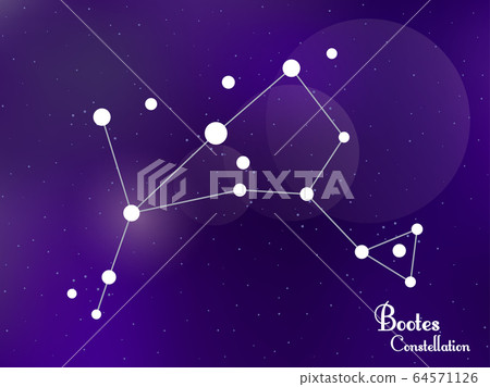 Bootes constellation. Starry night sky. Cluster of - Stock Illustration ...