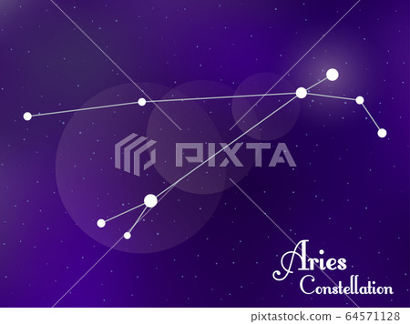 Aries constellation. Starry night sky. Cluster of - Stock Illustration ...