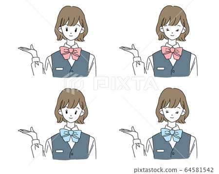 Female receptionist work uniform pose illustration - Stock Illustration ...