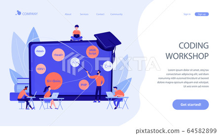 Coding workshop concept landing page - Stock Illustration [64582899 ...