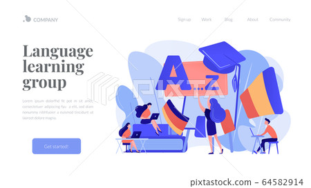 Foreign language workshop concept landing page. - Stock Illustration ...