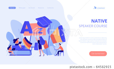Foreign language workshop concept landing page. - Stock Illustration ...