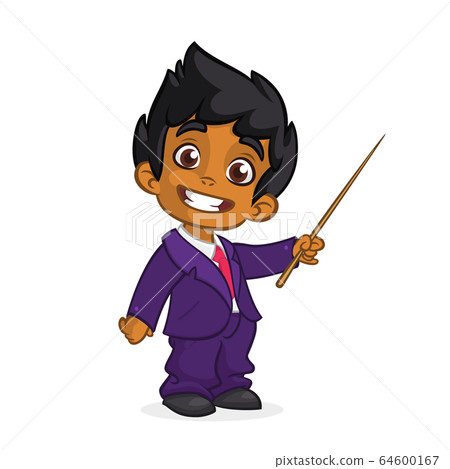 Cartoon little cute boy character presenting... - Stock Illustration ...