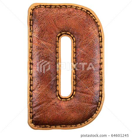 Leather letter D uppercase. 3D render font with... - Stock Illustration ...