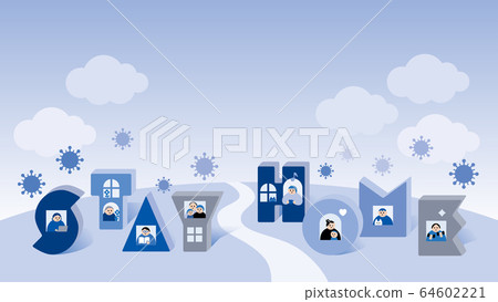 Stay home_virus_stay home, Townscape, sky,... - Stock Illustration ...