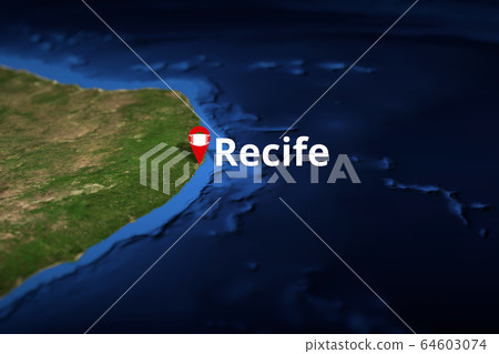 Recife, Brazil geotag with face mask, COVID-19... - Stock Illustration ...