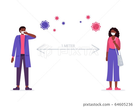 People keep a distance for each other. - Stock Illustration [64605236 ...
