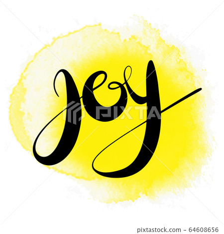 Vector lettering joy yellow background watecolor - Stock Illustration ...