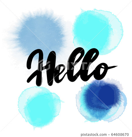 illustration lettering hello on blue background - Stock Illustration ...