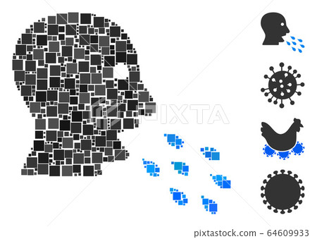 Square Respiratory Infection Icon Vector Collage - Stock Illustration ...