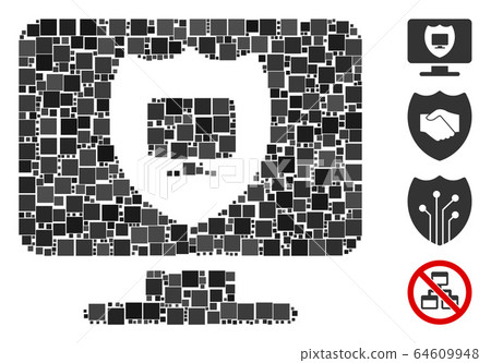 Square Computer Shield Icon Vector Collage - Stock Illustration ...