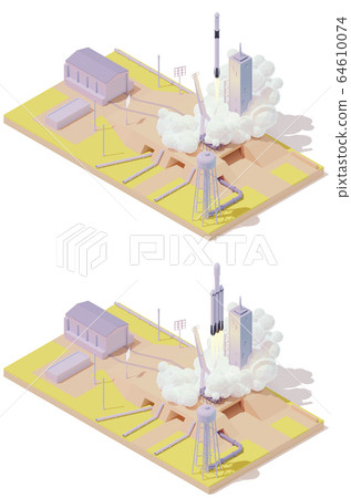 Vector isometric rocket launch complex - Stock Illustration [64610074 ...