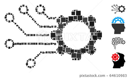Square Smart Gear Icon Vector Mosaic - Stock Illustration [64610983 ...