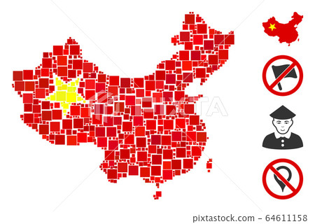 Square China Map Icon Vector Mosaic - Stock Illustration [64611158] - PIXTA