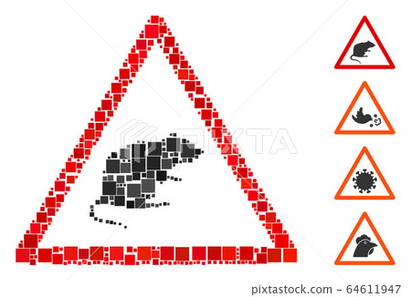 Square Rat Warning Icon Vector Collage - Stock Illustration [64611947 ...