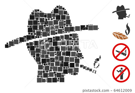 Square Cigarette Smoker Icon Vector Collage - Stock Illustration ...