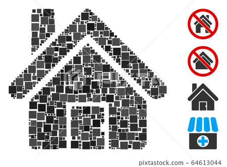 Square House Icon Vector Mosaic - Stock Illustration [64613044] - PIXTA