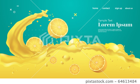 fresh yellow lemon juice liquid splash... - Stock Illustration ...