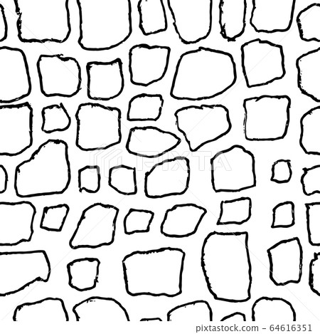Stones handdrawn seamless black and white... - Stock Illustration ...