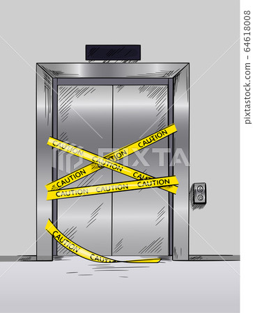 Broken elevator closed for repair, hand drawn - Stock Illustration ...