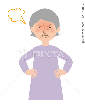 Vector illustration of a grandma with a red... - Stock Illustration ...