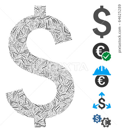 Hatch Mosaic Dollar Symbol Icon - Stock Illustration [64625289] - PIXTA