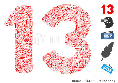 Dash Mosaic 13 Number Text Icon - Stock Illustration [64627775] - PIXTA