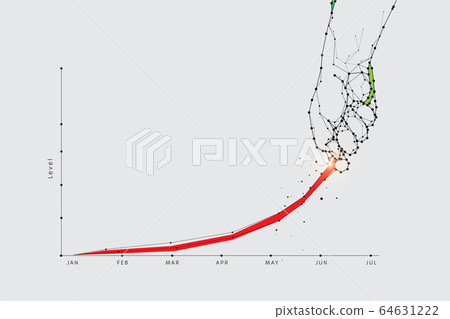 The particles, geometric art of pull up the graph - Stock Illustration ...