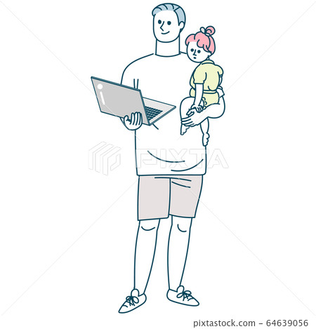 Parent and child with a personal computer - Stock Illustration ...