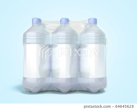 pat bottles in wrapped package 3d render on blue - Stock Illustration ...