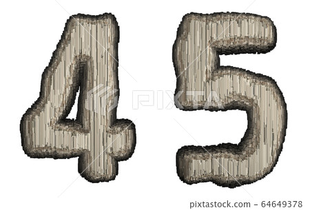 Set of numbers 4 and 5 made of industrial metal 3D - Stock Illustration ...