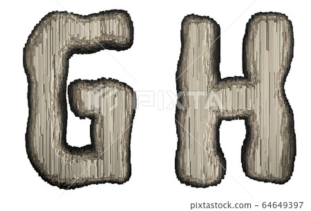 Set of industrial metal alphabet letter G and H 3D - Stock Illustration ...