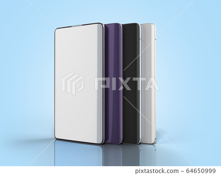 Modern full screen smart phones random color 3d - Stock Illustration ...
