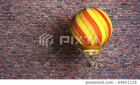 Hot Air color balloon cast shadow on wall 3d - Stock Illustration ...