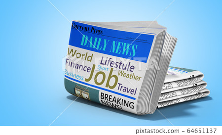 newspaper in stack 3d render on blue - Stock Illustration [64651137 ...
