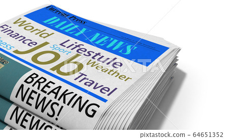 newspaper in stack 3d render on white - Stock Illustration [64651352 ...