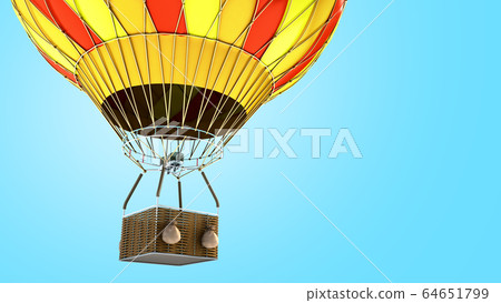 Hot Air color balloon 3d render on blue background - Stock Illustration ...