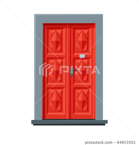 Red Door in Vintage Style, Architactural Design... - Stock Illustration ...