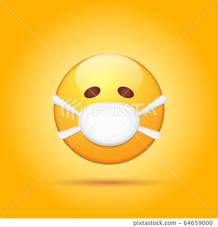 Vector Emoji sticker with mouth medical... - Stock Illustration ...
