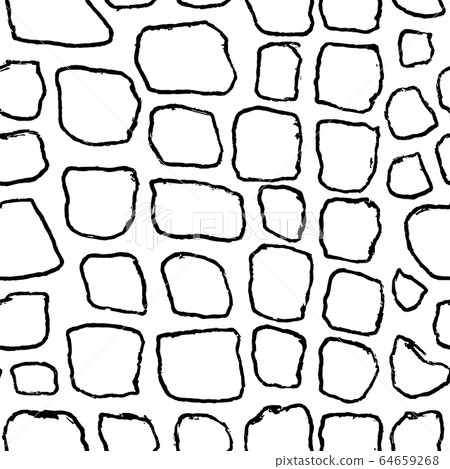Stones handdrawn seamless black and white... - Stock Illustration ...