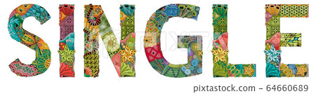 Word SINGLE. Vector decorative zentangle object - Stock Illustration ...