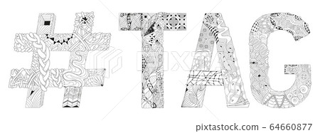Word tag with hashtag for coloring. Vector - Stock Illustration ...