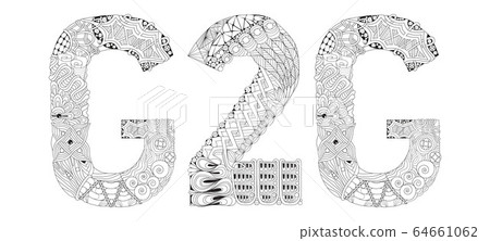 Word G2G for coloring. Vector decorative zentangle - Stock Illustration ...